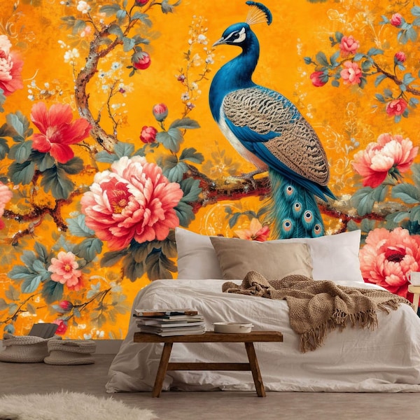Peacock Wall Mural - Etsy