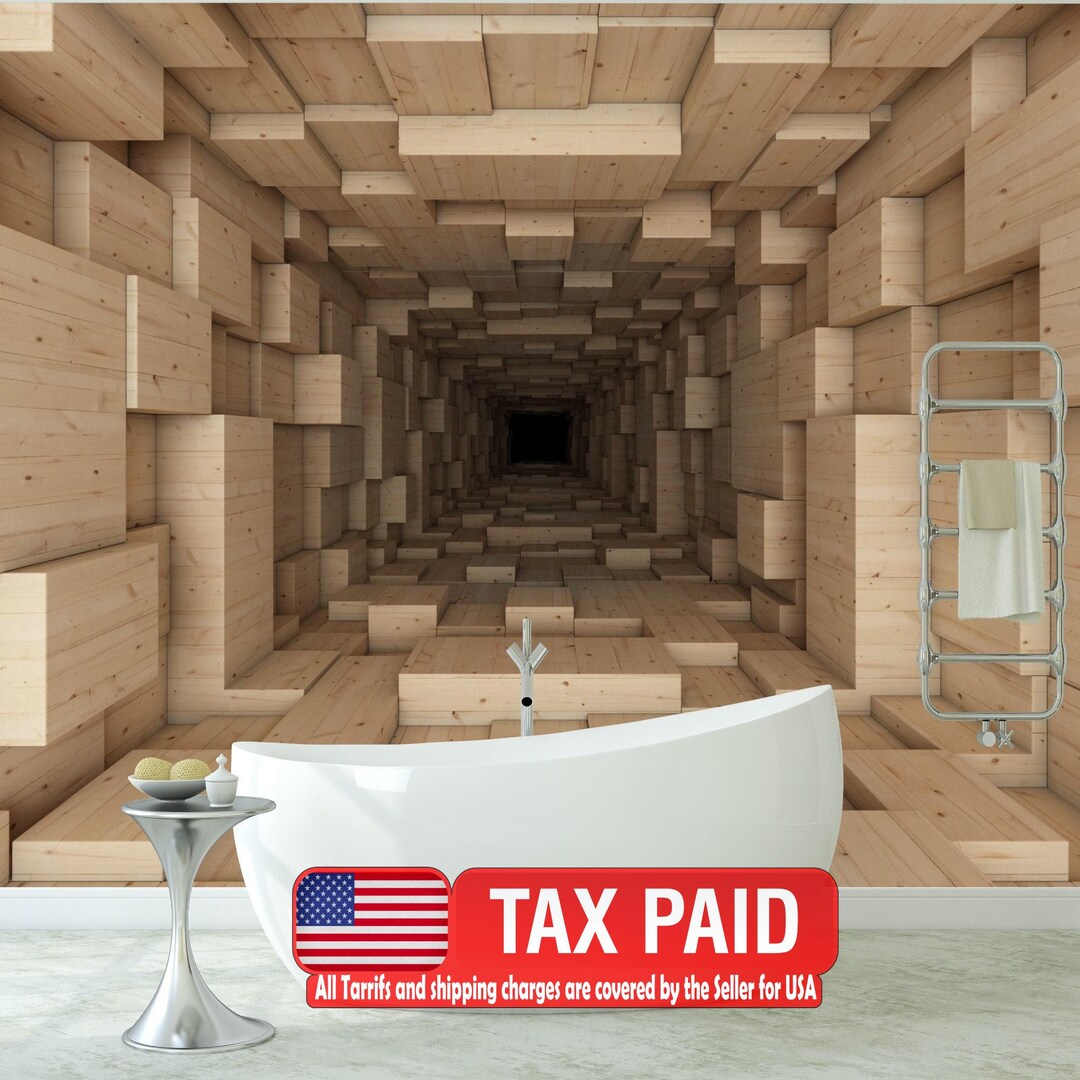 3D Abstract Tunnel Wallpaper Mural, Peel and Stick Photo Wall Decal - Etsy