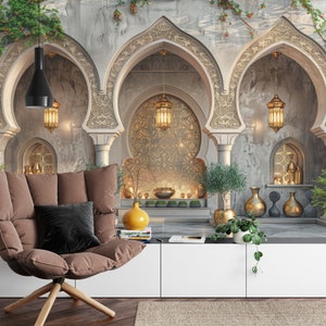 Islamic Arches Wallpaper Mural, Arabian Nights Decor, Peel and Stick ...