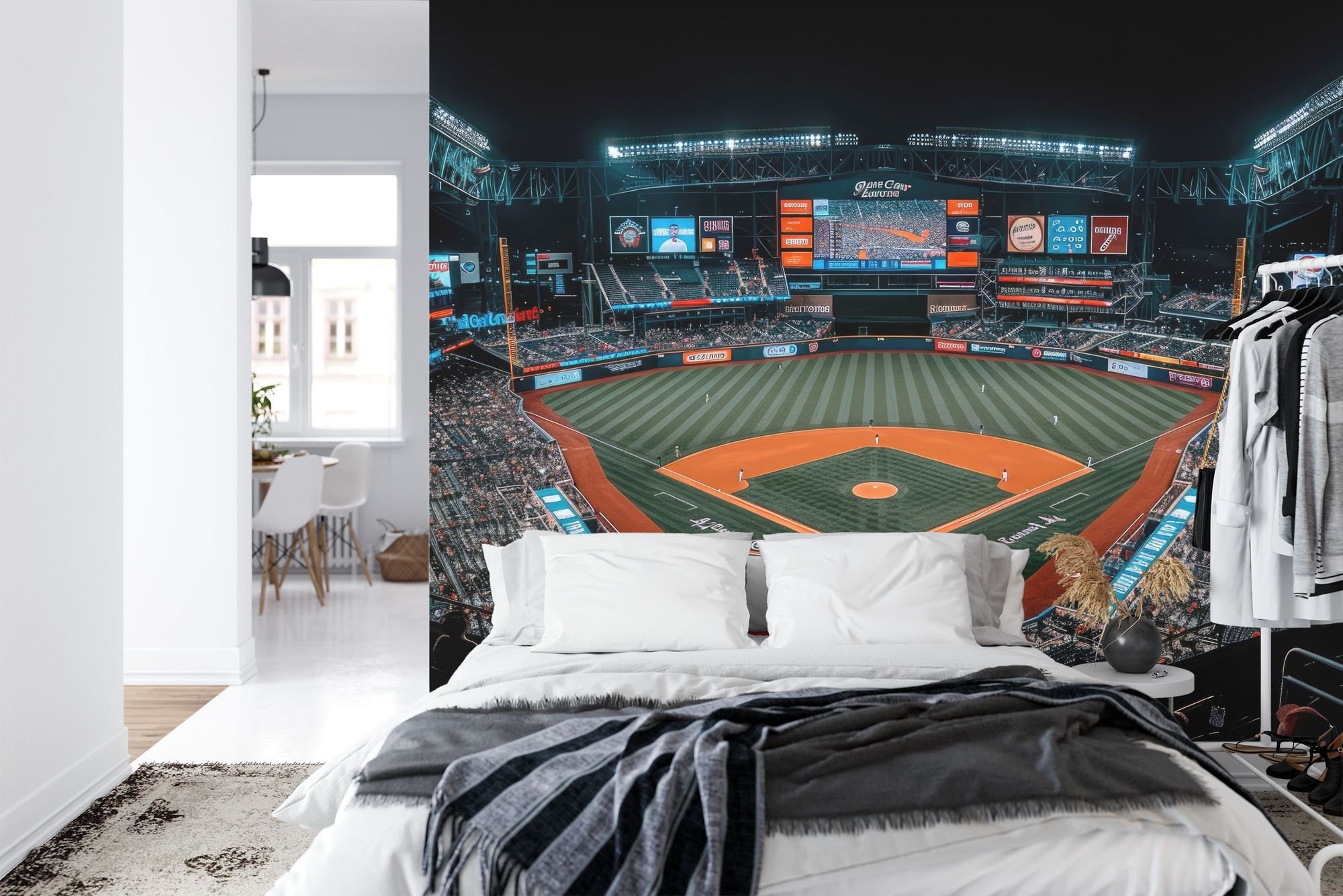 MLB Stadium Mural, Baseball Art Print, Kids Room Decor, Peel and Stick ...