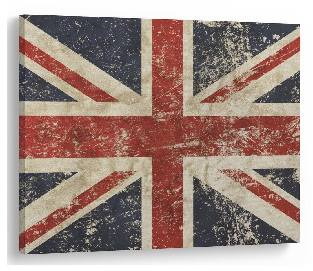 Vintage Grunge Britain Flag Canvas Print - Rustic Wall Art - Etsy