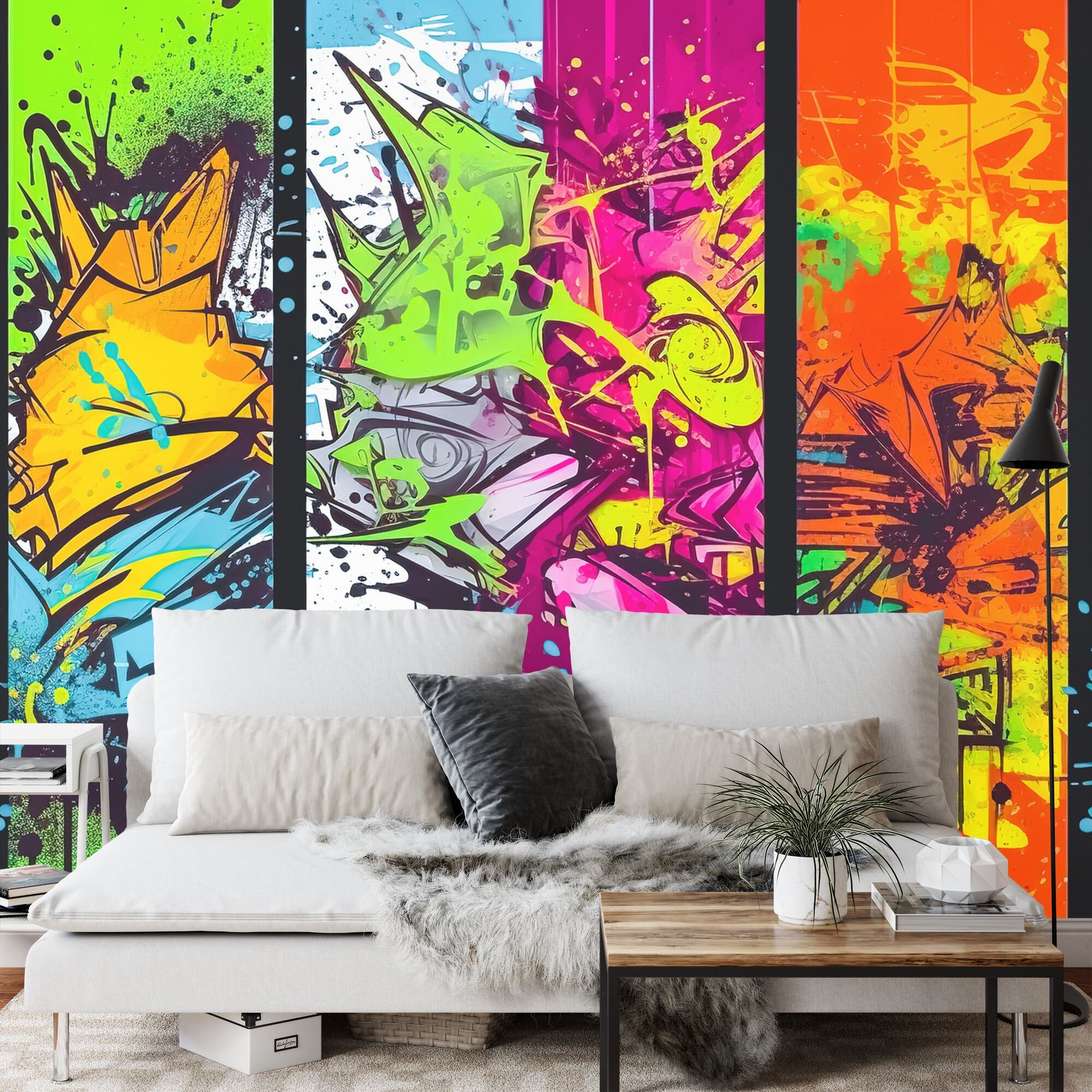 Colorful Graffiti Paint Splatter Fragments AI Gift Art Print Photomural ...