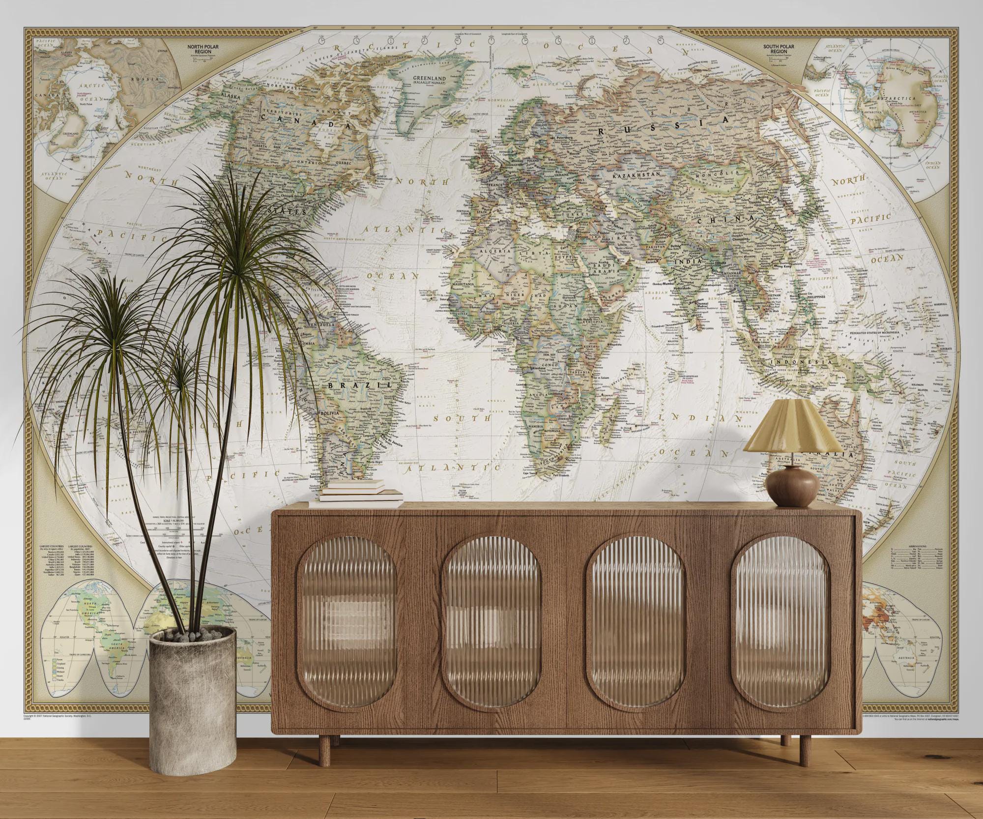 Executive National Geographic World Map Wallpaper Mural, Peel and Stick ...