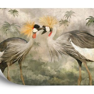 African Crowned Crane Tropical Forest Painting Wall Gift, Art Print ...
