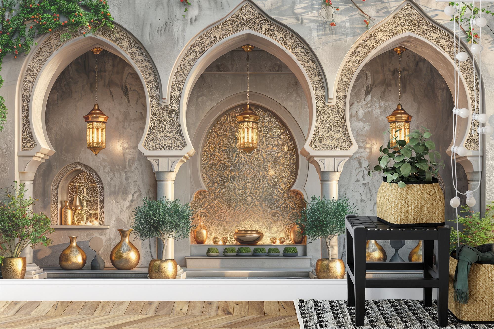 Islamic Arches Wallpaper Mural, Arabian Nights Decor, Peel and Stick ...