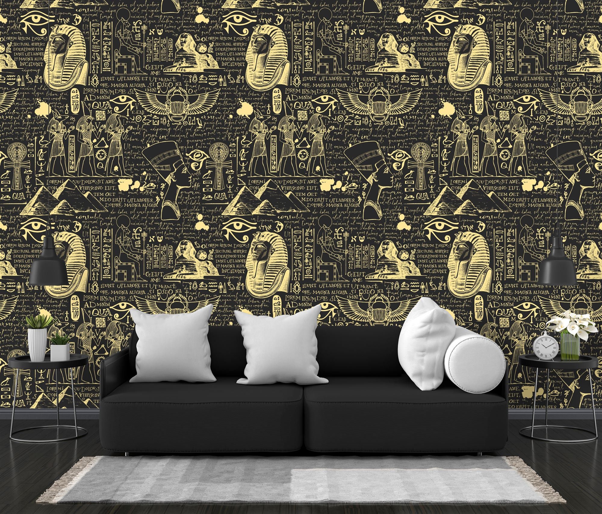 Pharaonic Ancient Egypt Pattern Pyramids Queens Egyptian Home Decor ...