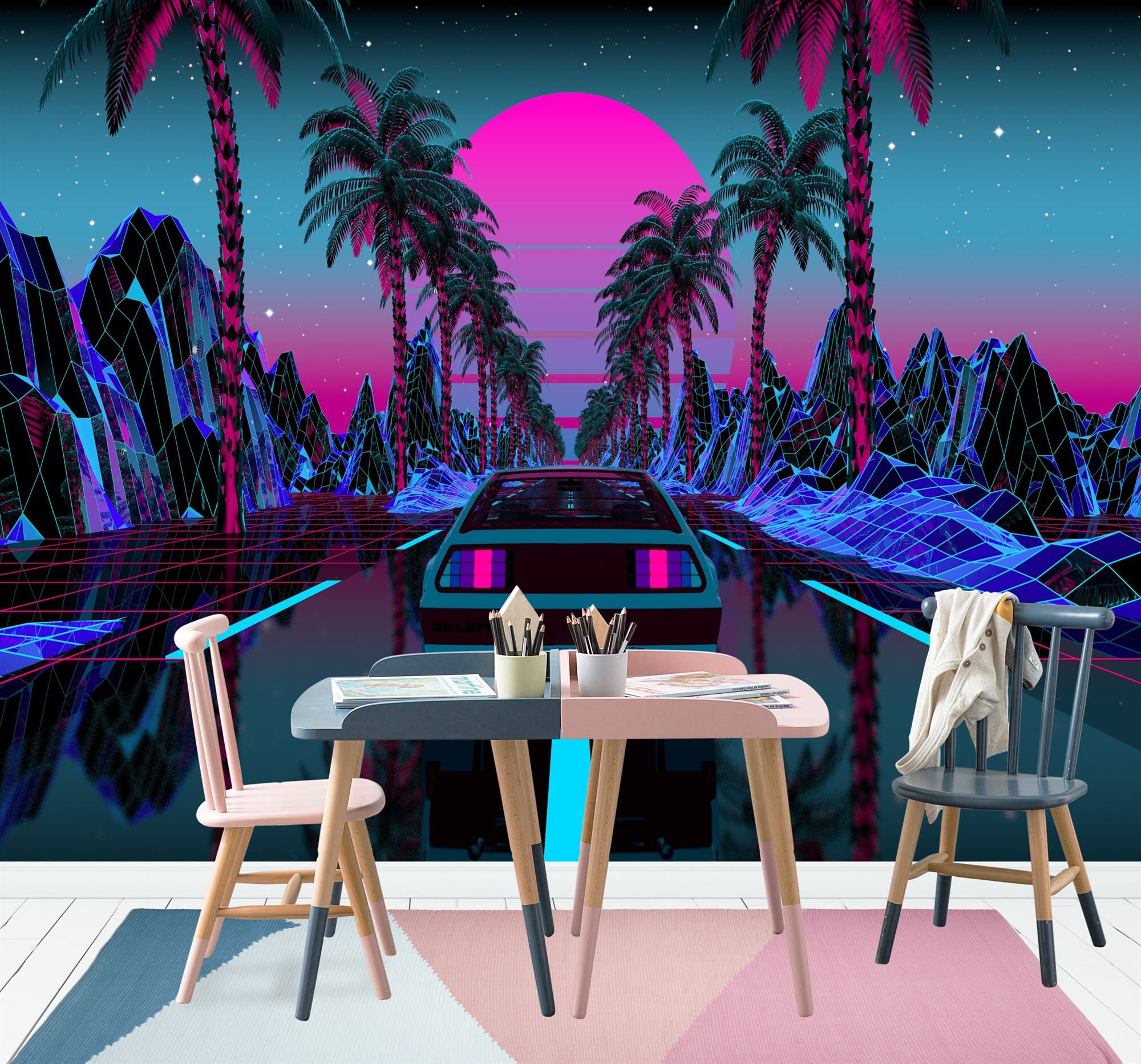 Vaporwave Cyberpunk Digital Palm Trees Out-run Gift for Kids - Etsy