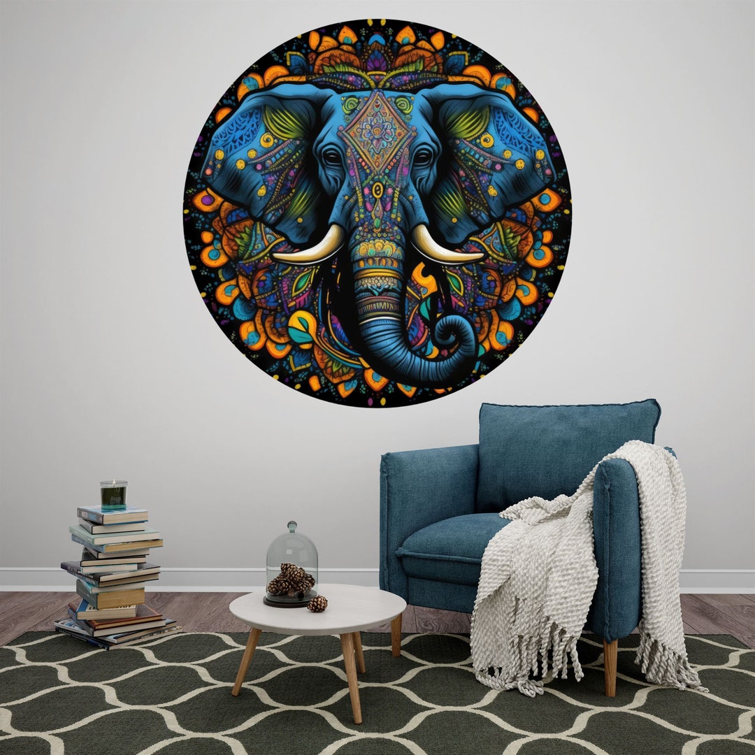 Colorful Elephant Mandala Art Circle Poster Photomural Wall Décor Easy ...