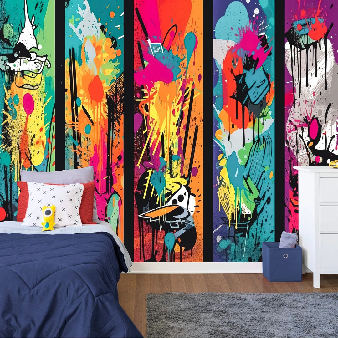 Abstract Graffiti Paint Splatter Generative AI Gift, Art Print ...