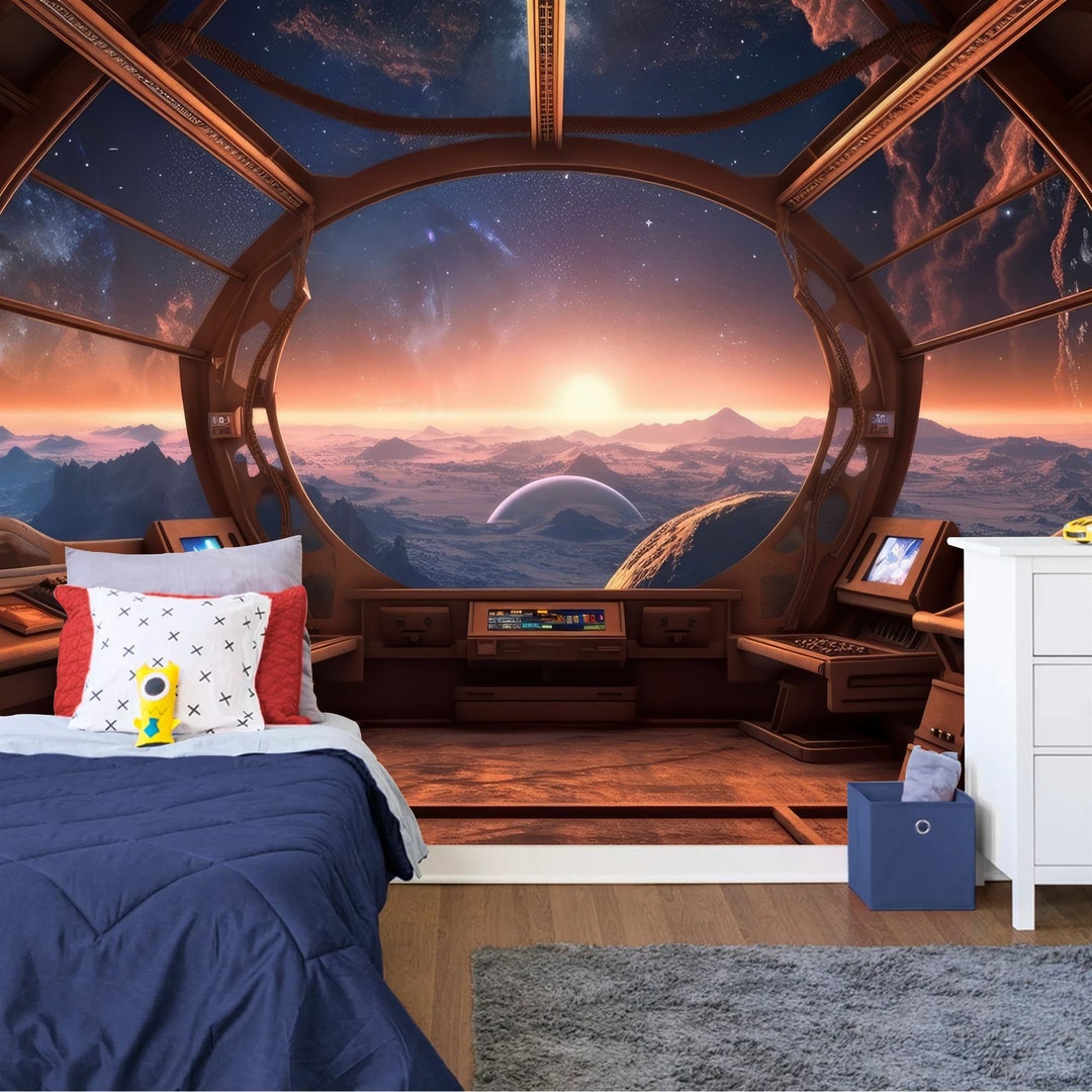 Outer Space Spaceship Window View Gift, Stars Astronomy Kids Room Decor ...