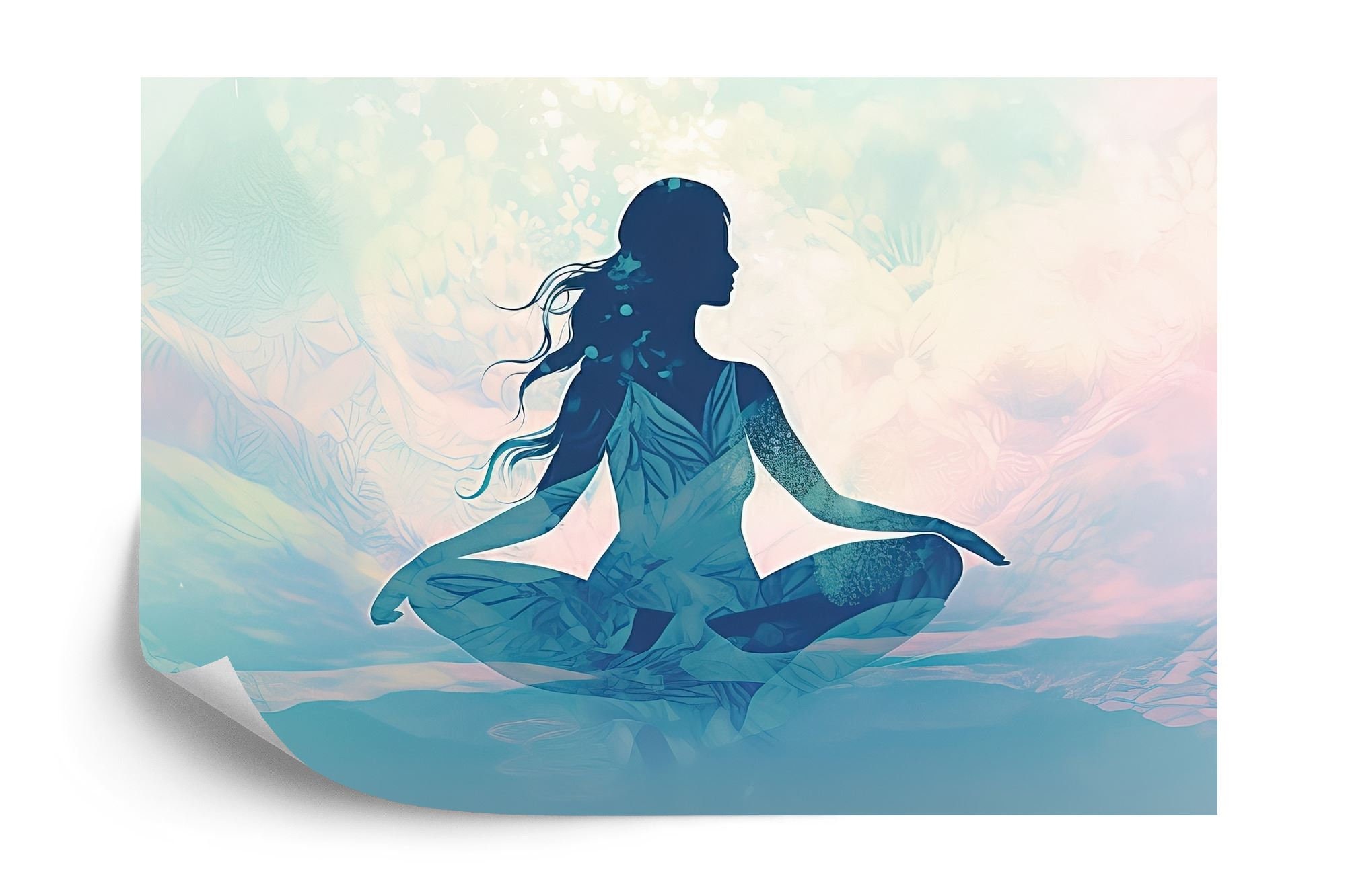 Lotus Position Yoga Meditation Wallpaper Mural Art Print - Etsy