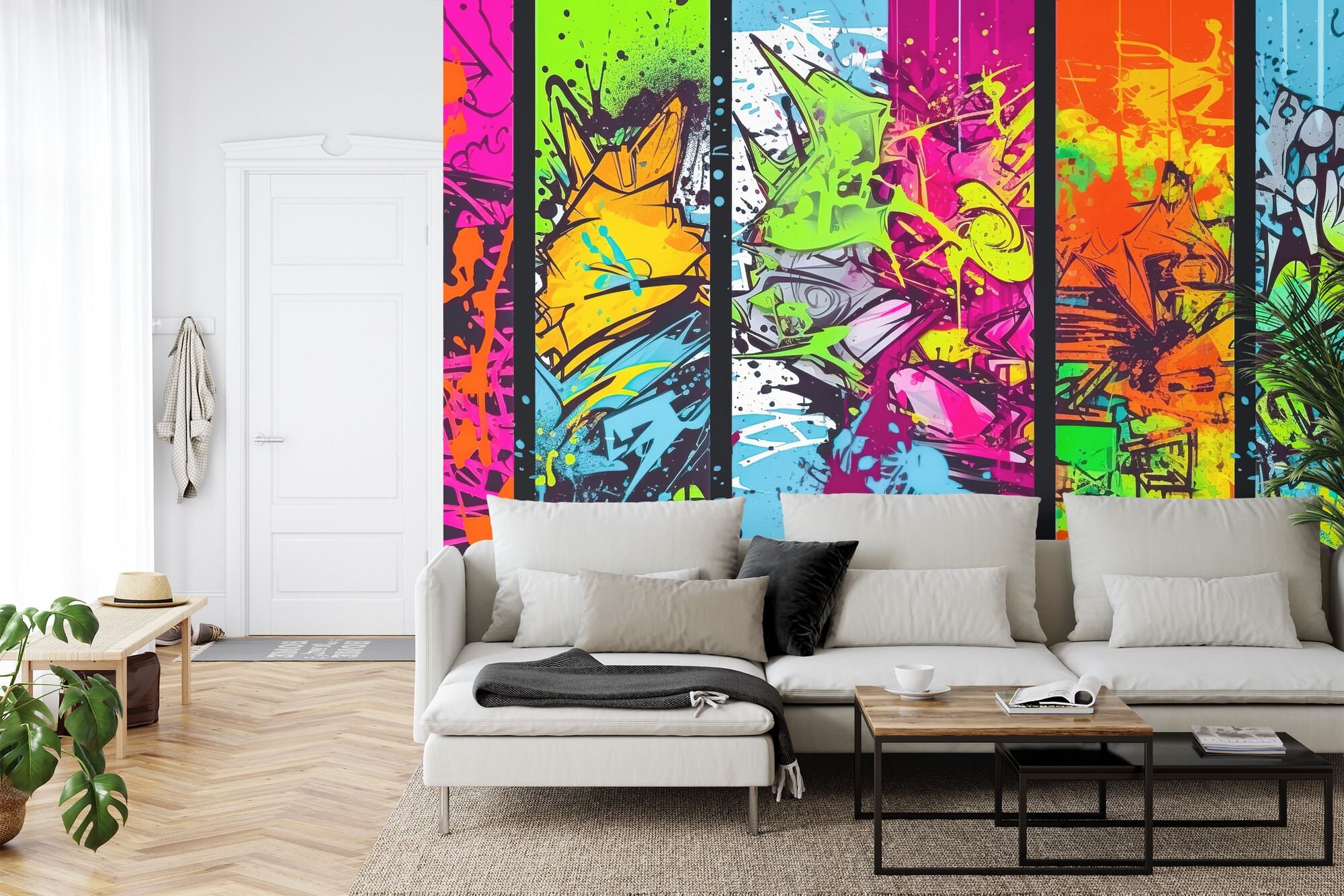 Colorful Graffiti Paint Splatter Wallpaper Mural, Easy-install Peel and ...
