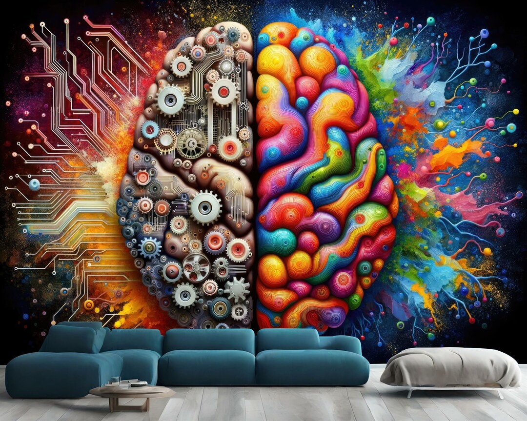 Vibrant Human Brain Circuits, Gears Abstraction Gift, Art Print ...