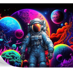 Spaceman Gift Colorful Psychedelic Galaxy, Art Print Photomural ...