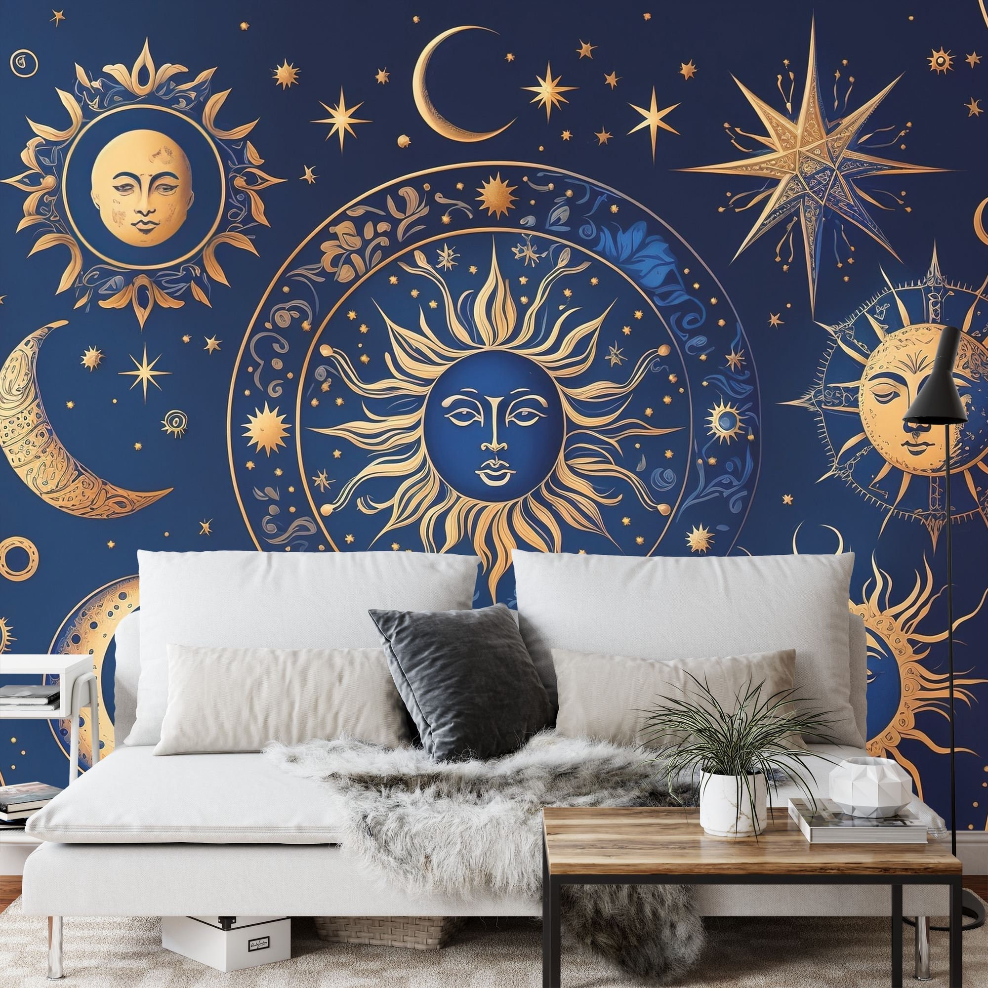 Golden Stars Moon,planets,mystical Tarot Cards, Fantasy Magic Space AI ...