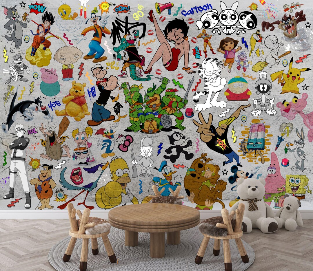Cartoon Characters Graffiti Kids Teenage Wall Decor Gift, Art Print ...