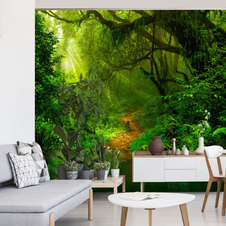Asian Tropical Rainforest Wallpaper Mural Art Print Photomural Wall Decor Easy-install Removable ...