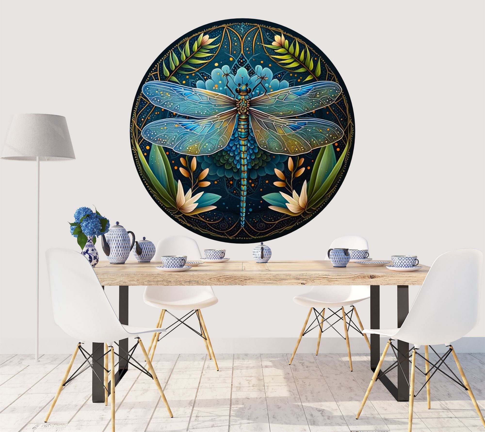Colorful Dragonfly Mandala Art Circle Poster Photomural Wall - Etsy
