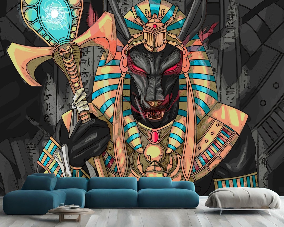 Wolf Pharaoh Digital Illustration Egyptian Gift Art Print Photomural ...