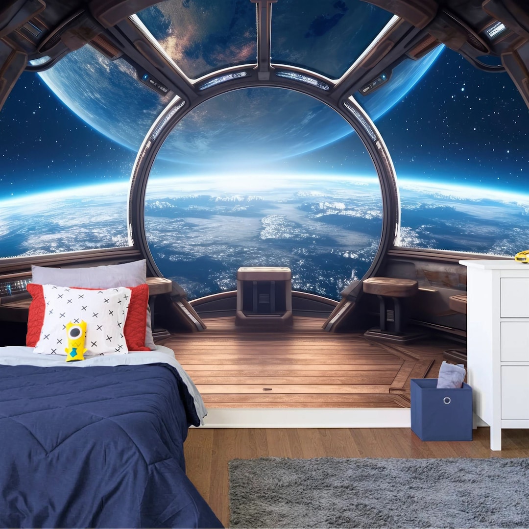 Outer Space Spaceship Window View Gift, Stars Astronomy Kids Room Decor ...