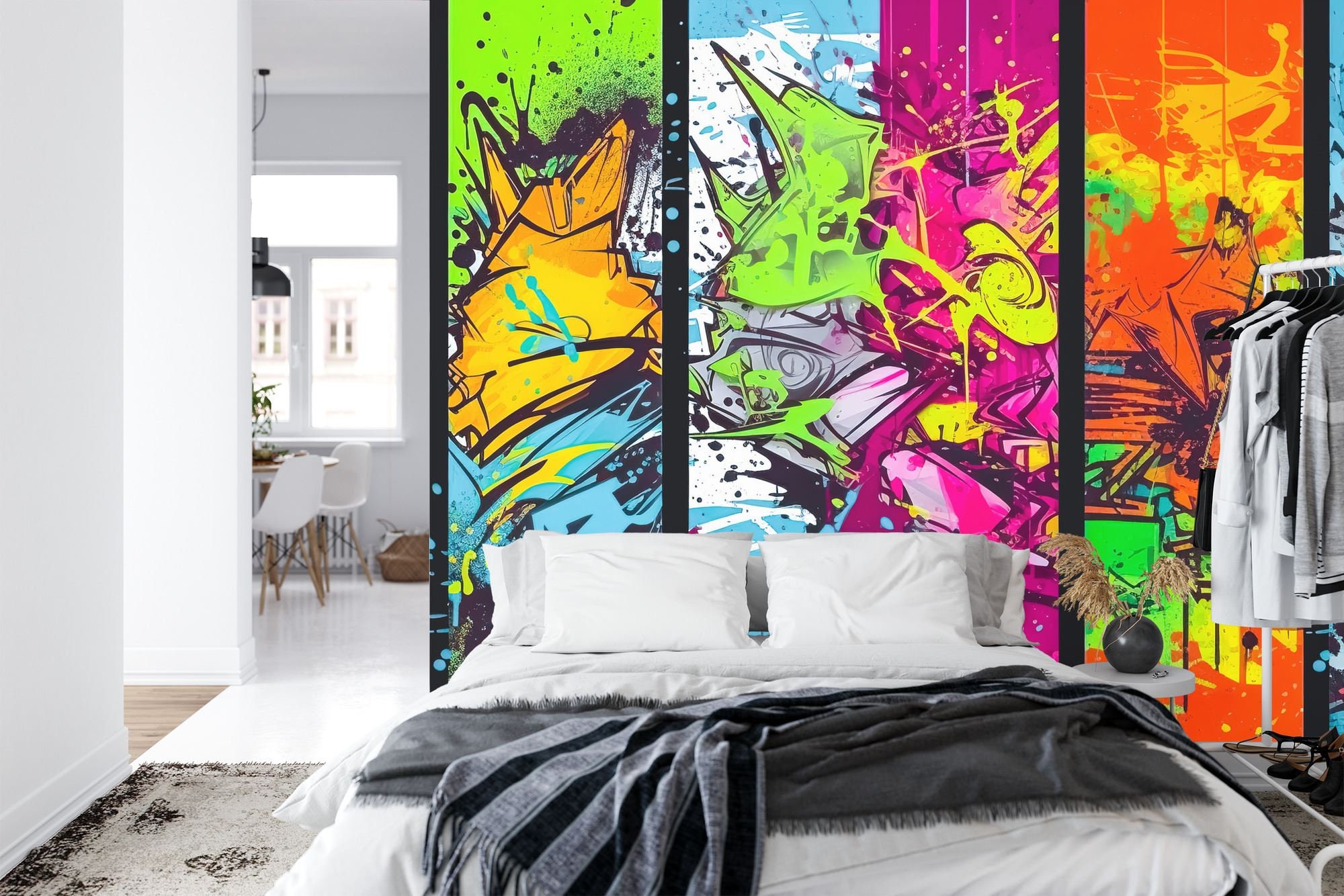 Colorful Graffiti Paint Splatter Wallpaper Mural, Easy-install Peel and ...