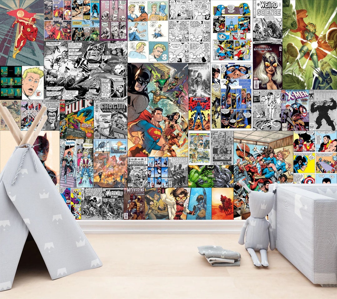 Comics Aesthetic Vintage Comic Art Book Collage Gift, Art Print ...