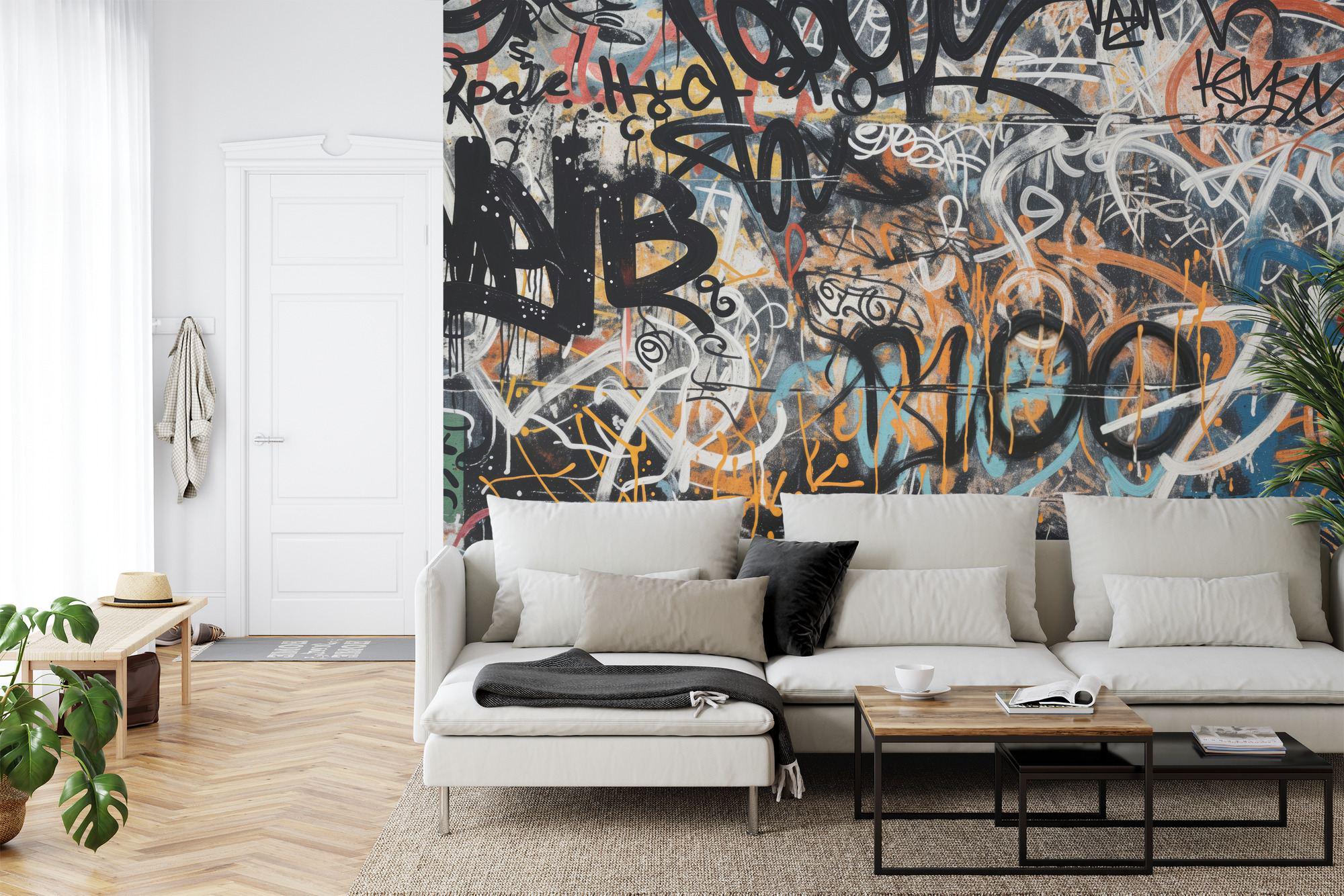 Graffiti Street Wallpaper Mural, Urban Abstract Art, Peel and Stick ...