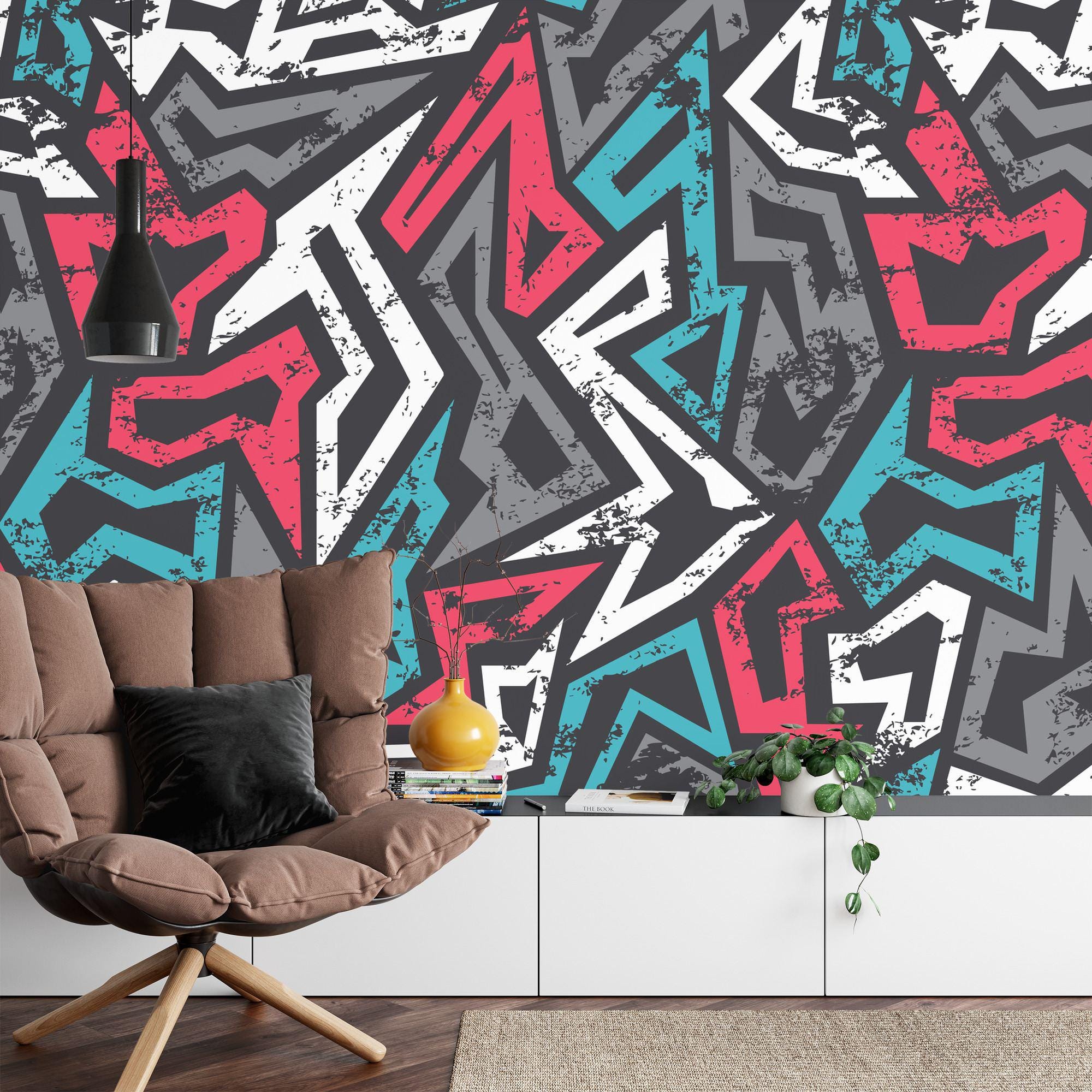 Graffiti Paint Splatter Wallpaper Mural | Removable Peel and Stick - Etsy