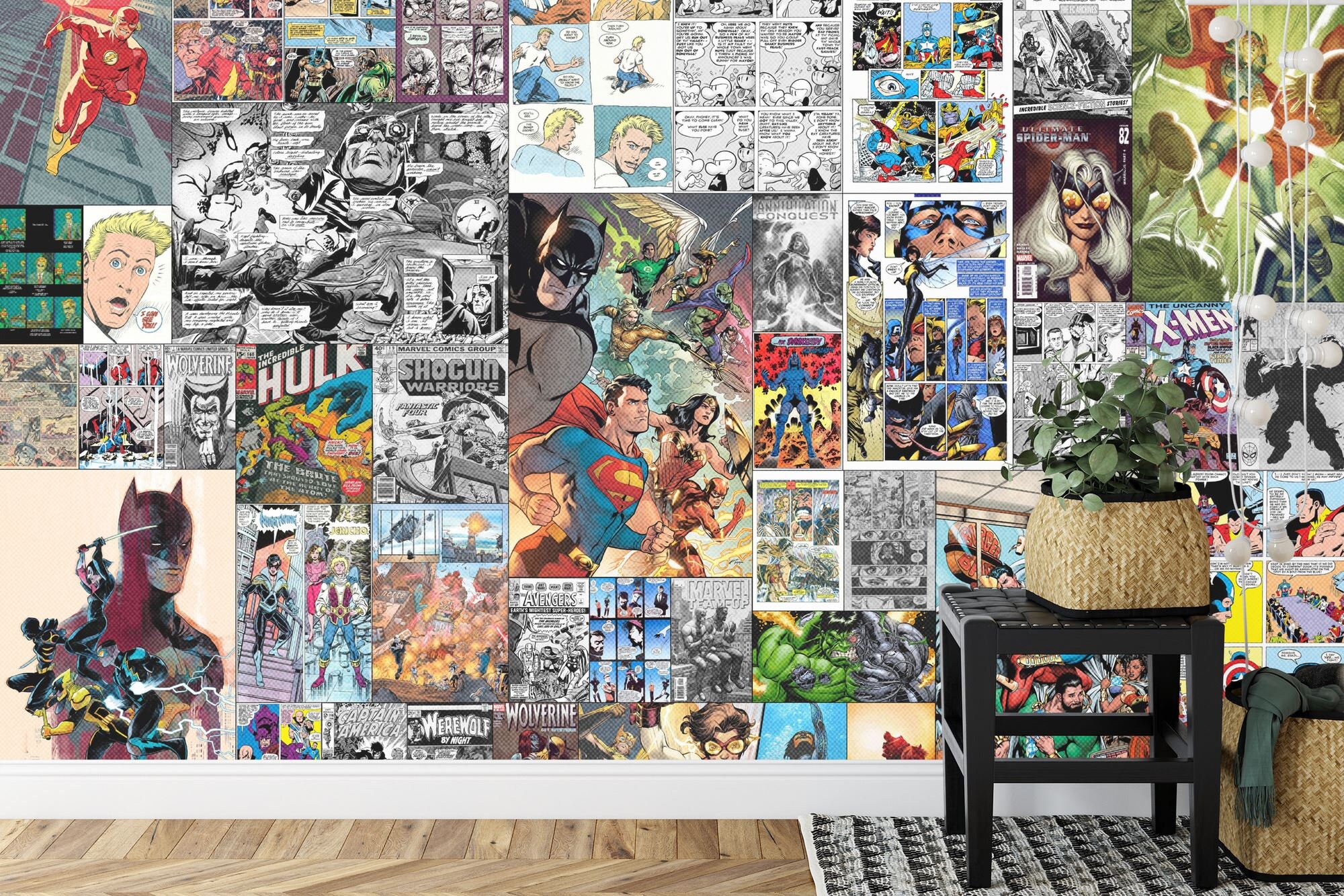 Vintage Comic Book Collage Wallpaper Mural, Peel and Stick Wall Decal ...