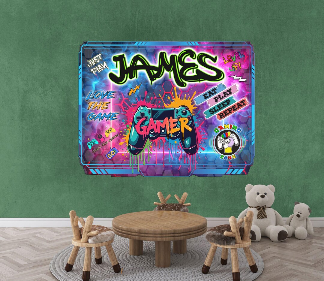 Personalized Name Gaming Room Wall Decal, 3D Game Zone Sticker - Etsy
