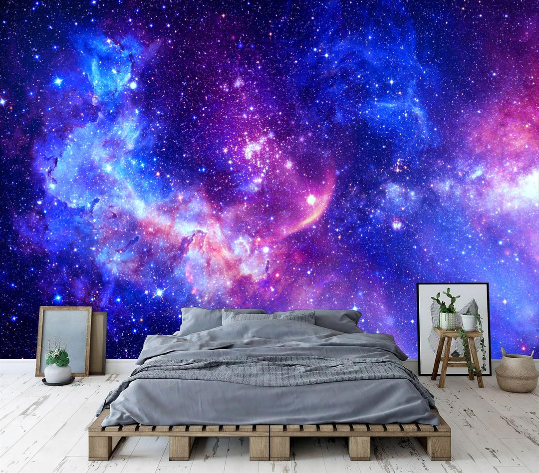 Shiny Stars in Galaxy Space Violet and Azure Astronomy Generative AI ...