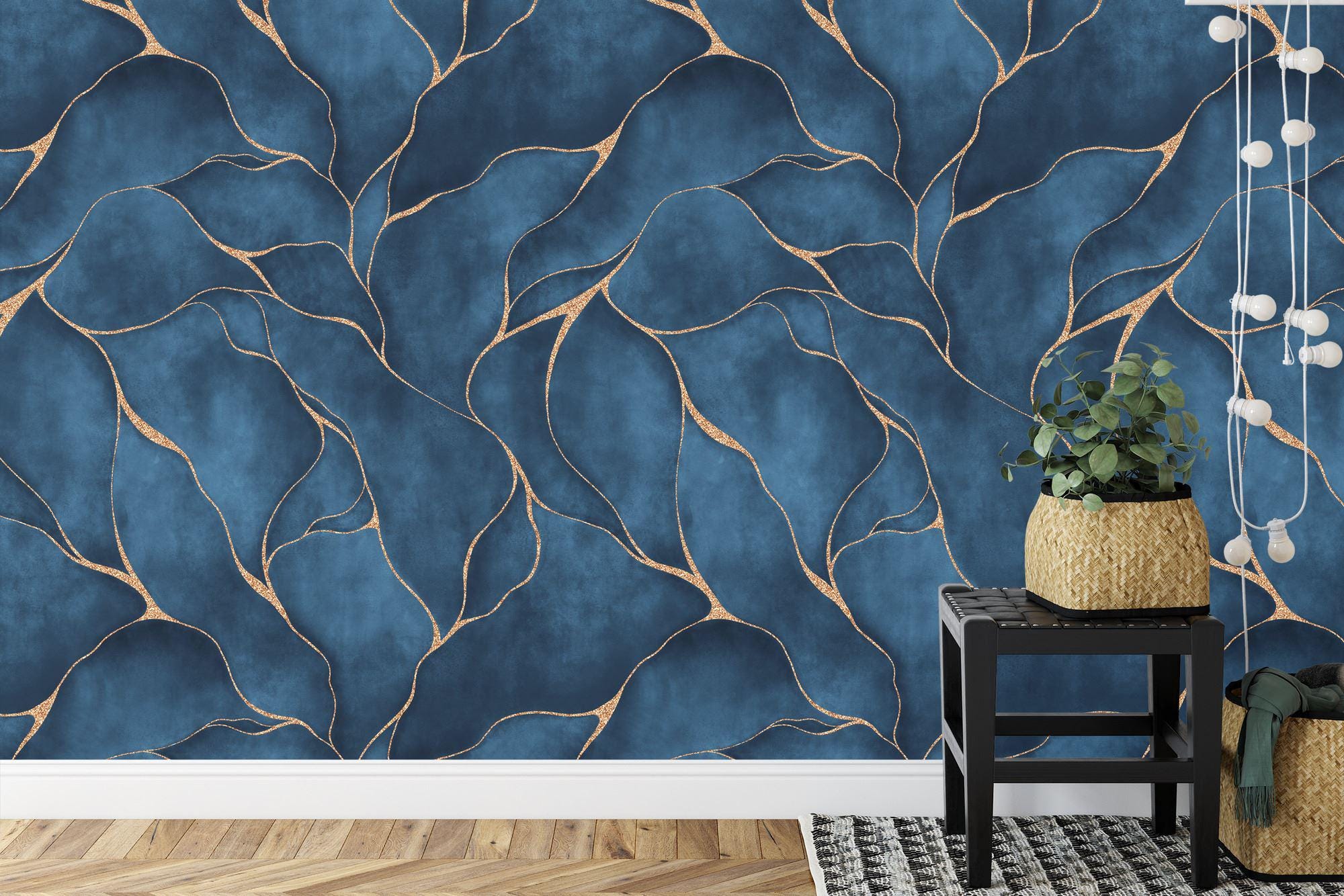 Modern, Blue Watercolor Lines Wallpaper Mural, Peel and Stick - Etsy