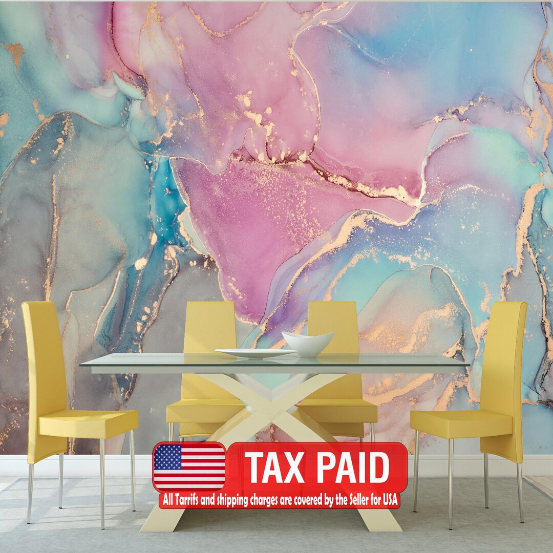 Ink Color Abstract Marble Texture Art Print Photomural Wallpaper Mural ...