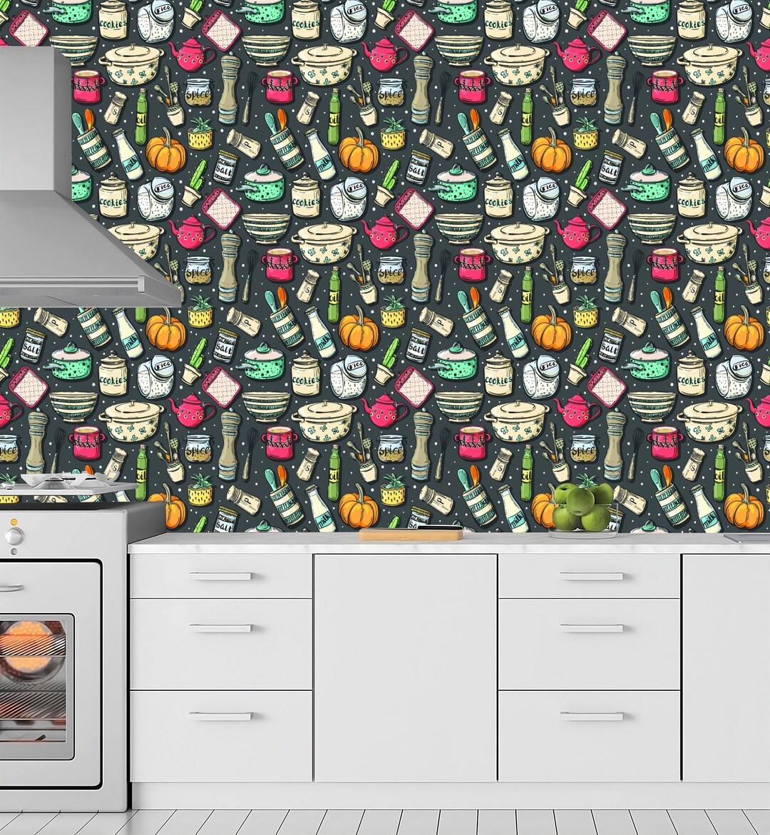 Seamless Pattern, Cooking Utensils, Dishes Food, Kitchen Wallpaper Easy ...