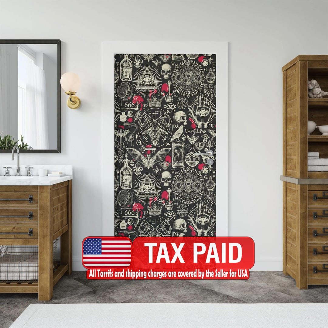Alchemy Pattern Wall Sticker Door Covering Removable Peel and Stick ...