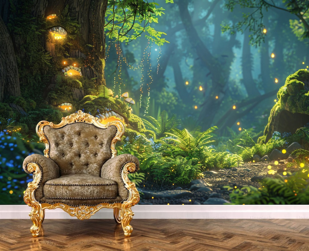 Enchanted Forest Luminous Colorful Plants Gift, Art Print Photomural ...