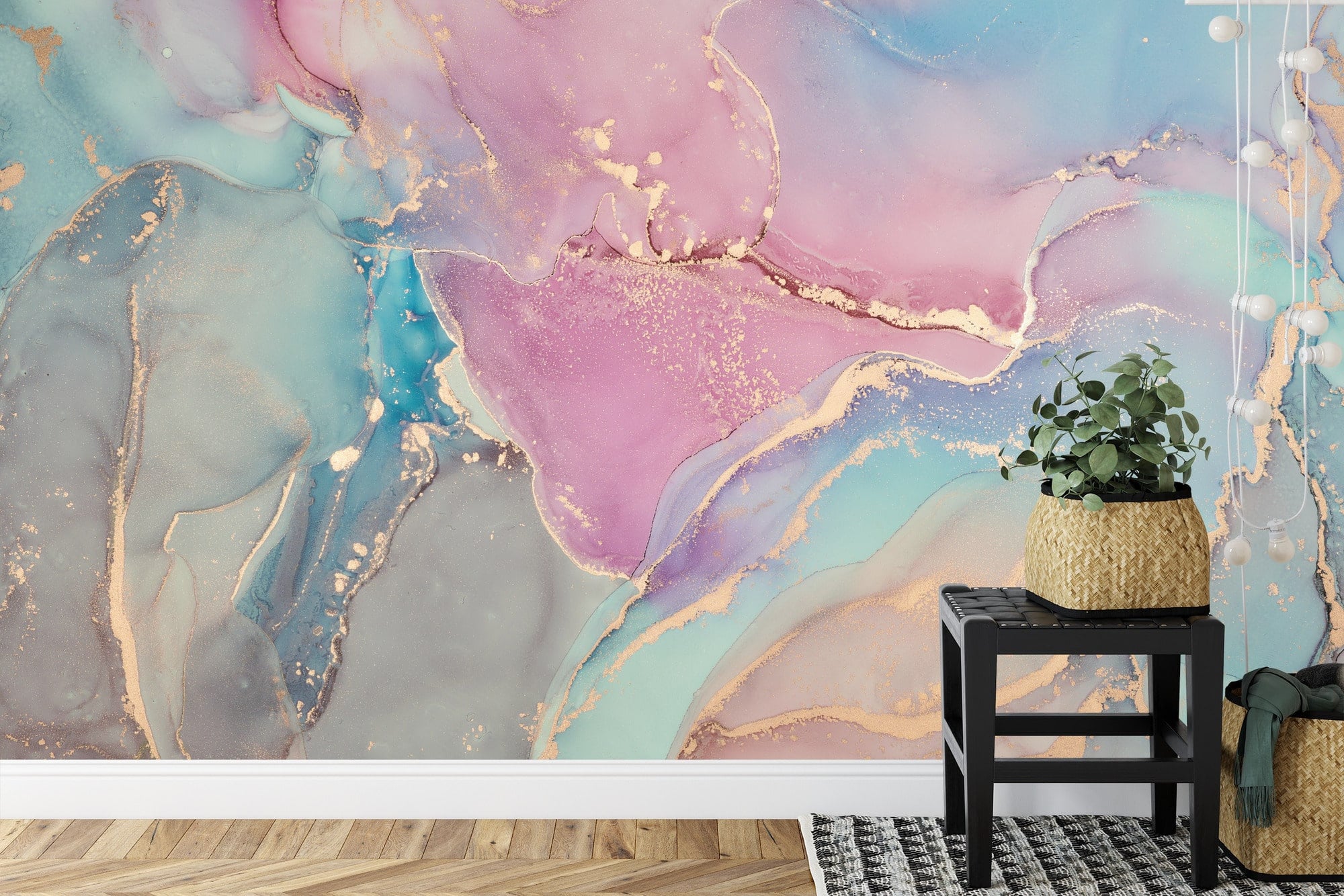 Ink Color Abstract Marble Texture Art Print Photomural Wallpaper Mural ...