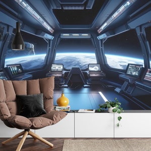 Wallpaper, Spaceship Window View Wall Mural, Peel and Stick, Kids Room ...