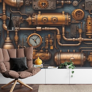 AI Generated Steampunk Pipes Valve Design Graphic Gift, Art Print ...