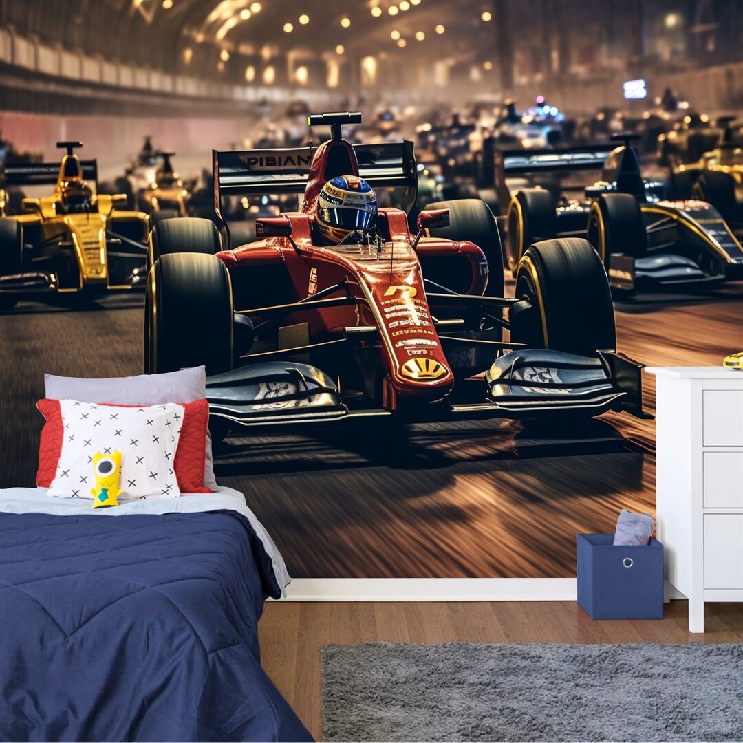 Abstract Formula 1 Racing Cars on Track Generated AI Gift, Art Print ...