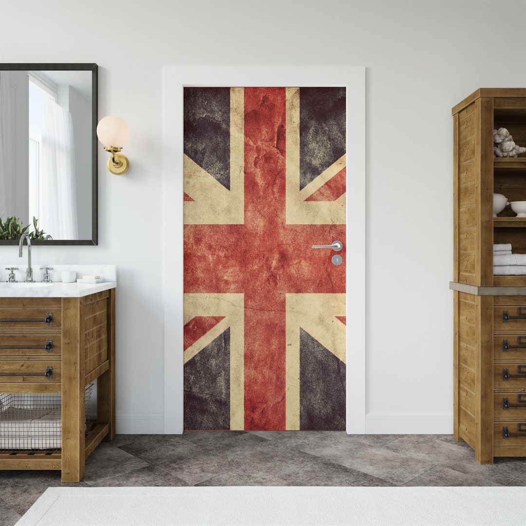 Union Jack Flag Door Decal – Peel and Stick Wall Sticker 91cm X 211cm ...