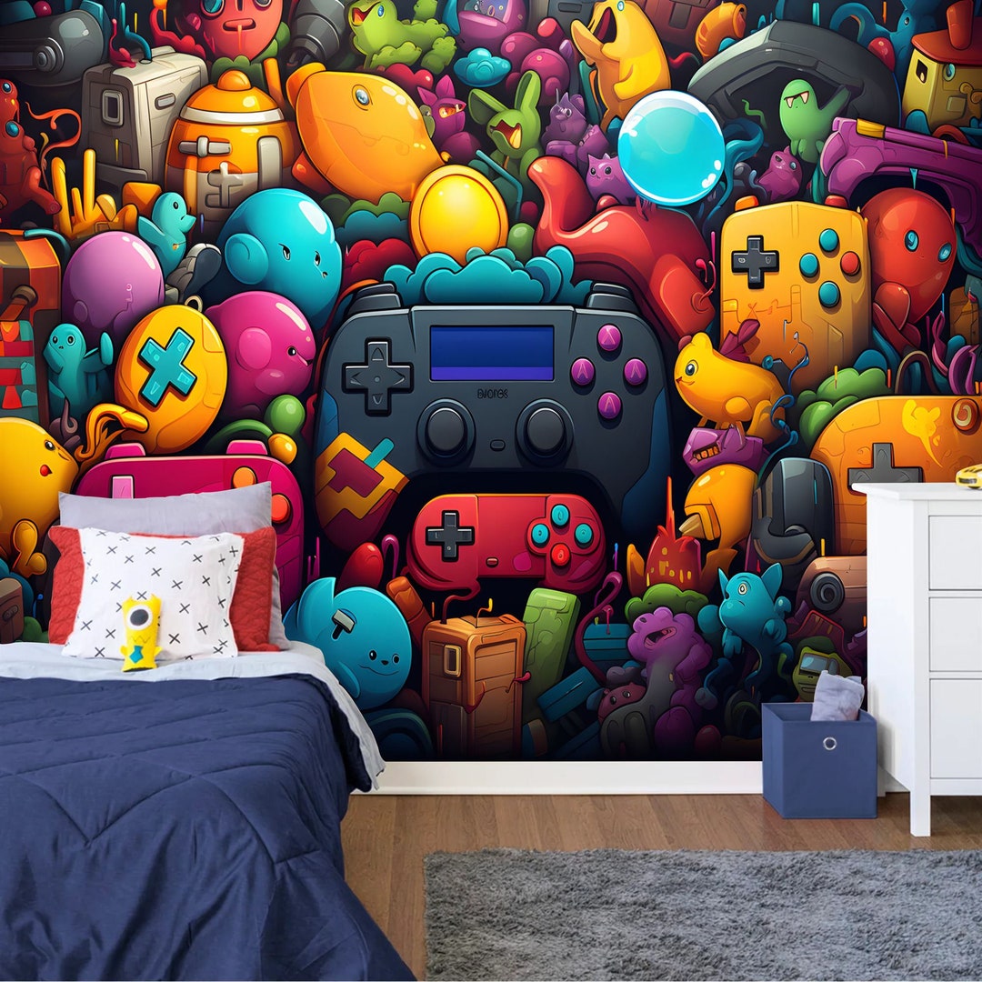 Gaming Room, Game Kids Playing Room Decor Gift, Art Print Photomural ...