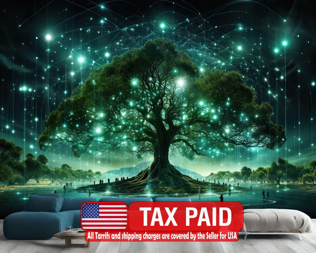 Glowing Light Forest Wallpaper Mural, Peel and Stick Wall Decal - Etsy