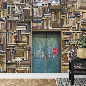 Vintage Library Book Shelves Reading Room Decor Wall Gift, Art Print ...