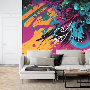 Colorful Graffiti Paint Splatter Fragments AI Gift Art Print Photomural ...