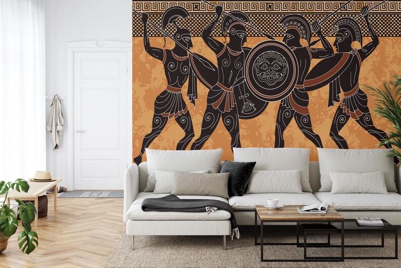 Wallpaper, Spartan Warriors Wall Decal – Ancient Greek Art Mural, Easy ...