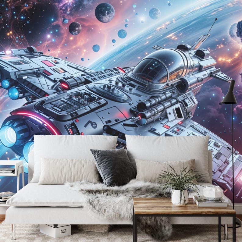 Spaceship Earth View Wallpaper Mural, 3D Peel and Stick Decal - Etsy