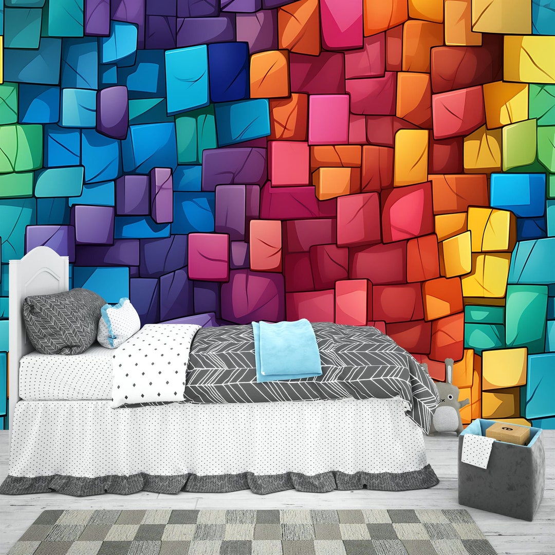 Gaming Bricks Cartoon Colorful Seamless Tile Kids Gift, Art Print ...