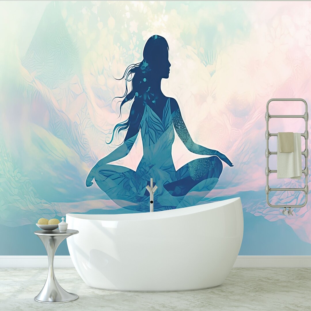 Lotus Position Yoga Meditation Wallpaper Mural Art Print Photomural ...