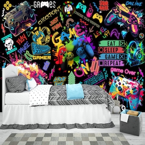 Gaming Room Game Playing Kids Room Decor Gift, Art Print Photomural ...